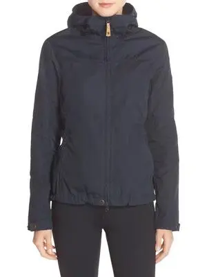 Fjallraven Stina Hooded Water Resistant Jacket - Dark Navy