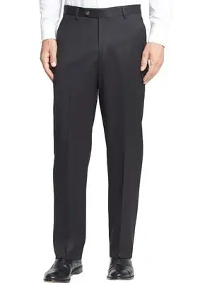 Berle Pleated Worsted Wool Gabardine Trousers - Black