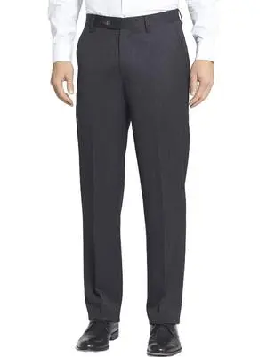 Berle Flat-front Wool Gabardine Trousers - Charcoal