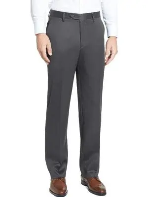 Berle Flat-front Wool Gabardine Trousers - Medium Grey