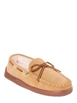 Minnetonka Lined Hardsole Slipper - Tan Suede