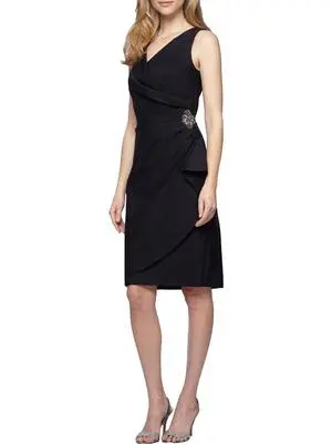 Alex Evenings Contour Collection Side Ruched Cocktail Dress Black