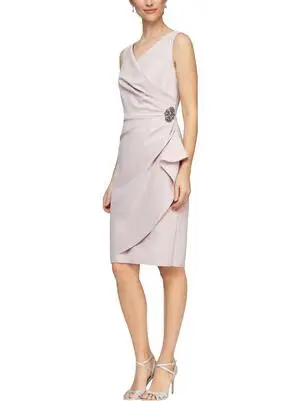 Alex Evenings Contour Collection Side Ruched Cocktail Dress Blush