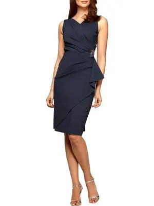 Alex Evenings Contour Collection Side Ruched Cocktail Dress - Charcoal