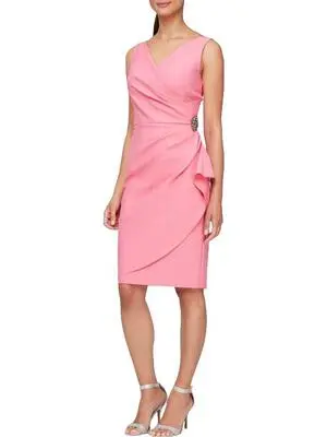 Alex Evenings Contour Collection Side Ruched Cocktail Dress Guava