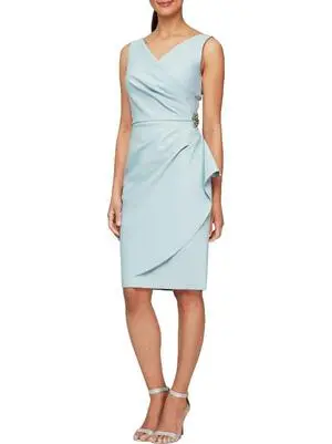Alex Evenings Contour Collection Side Ruched Cocktail Dress Ice Sage