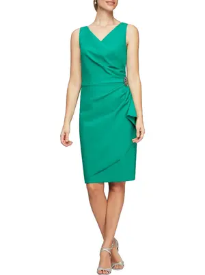 Alex Evenings Contour Collection Side Ruched Cocktail Dress Jade