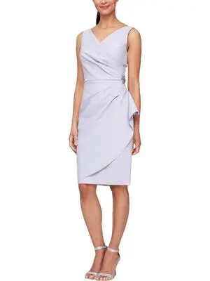 Alex Evenings Contour Collection Side Ruched Cocktail Dress - Lavender