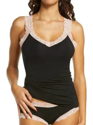 Fleur't Iconic Lace Trim Camisole - Black/seashell