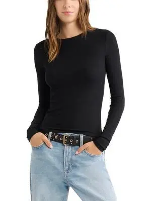 Bp. BP. Ribbed Long-Sleeve T-Shirt Black