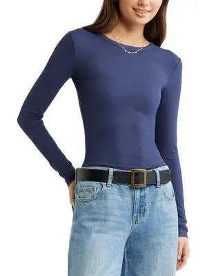 Bp. Ribbed Long-sleeve T-shirt - Navy Indigo