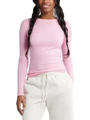 Bp. BP. Ribbed Long-Sleeve T-Shirt Pink Shore