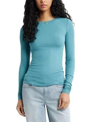 Bp. BP. Ribbed Long-Sleeve T-Shirt Teal Britt