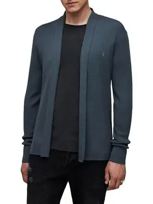 ALLSAINTS AllSaints Mode Slim Fit Merino Wool Cardigan Beetle Blue
