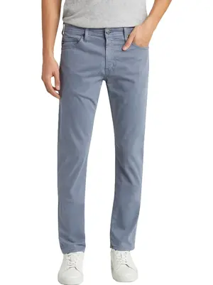 Ag Slim Straight Stretch Sateen Pants Blue Ice