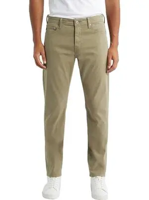 Ag Slim Straight Stretch Sateen Pants - Dusty Sage