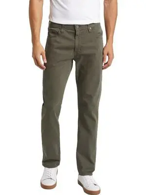 Ag Slim Straight Stretch Sateen Pants Forest Moss