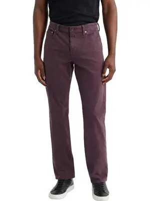 Ag Slim Straight Stretch Sateen Pants - Mulberry