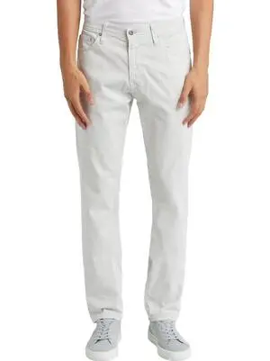Ag Slim Straight Stretch Sateen Pants Silver Smoke