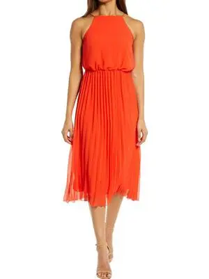 SAM EDELMAN Sleeveless Pleated Midi Dress