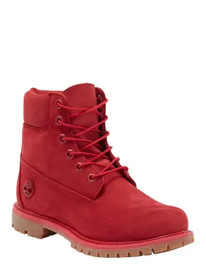 Timberland Timberland Premium Waterproof Lug Sole Boots Ruby Nubuck Leather