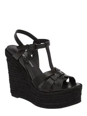 Saint Laurent Tribute Espadrille Wedge - Black