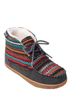 Minnetonka Minnetonka Torrey Faux Fur Lined Slipper Bootie Multi Sunset Stripe