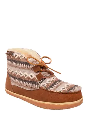 Minnetonka Minnetonka Torrey Faux Fur Lined Slipper Bootie Whiskey