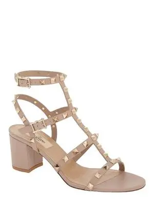 Valentino Garavani Rockstud Block Heel Sandal - Poudre