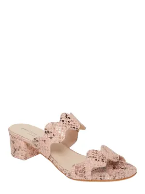 PATRICIA GREEN Patricia Green Palm Beach Scalloped Slide Sandals Rose Leather