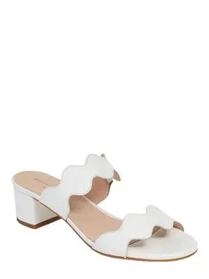 PATRICIA GREEN Palm Beach Scalloped Slide Sandals - White Leather