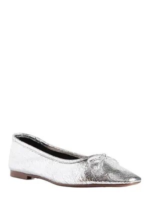 Schutz Schutz Arissa Square Toe Ballet Flat Silver Leather