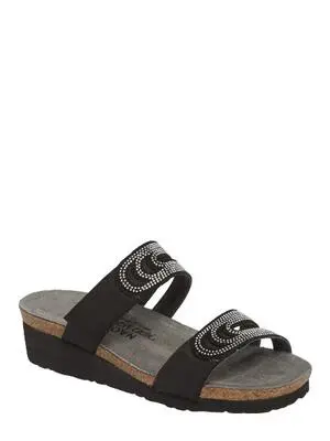 Naot Ainsley Studded Slide Sandal - Black Nubuck