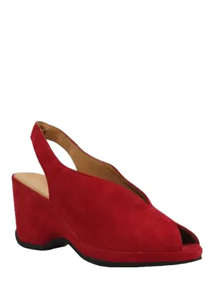 L'AMOUR DES PIEDS L'Amour Des Pieds Odetta Slingback Wedge Bright Red Suede