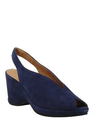L'AMOUR DES PIEDS L'Amour Des Pieds Odetta Slingback Wedge Navy Suede