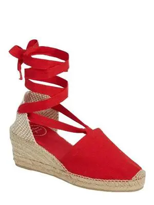TONI PONS Valencia Espadrille Wedge - Red Fabric