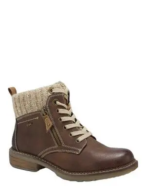 SPRING STEP SHOES Khazera Lace-up Boots - Brown Faux Leather