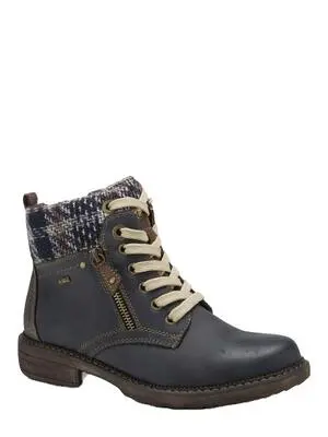 SPRING STEP SHOES Khazera Lace-up Boots - Navy Faux Leather