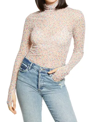 AFRM AFRM Zadie Semi Sheer Turtleneck Blush Spring Disty
