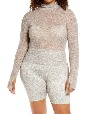 AFRM AFRM Zadie Semi Sheer Turtleneck Femme Leopard