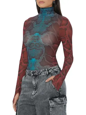 AFRM AFRM Zadie Semi Sheer Turtleneck Fig Snake