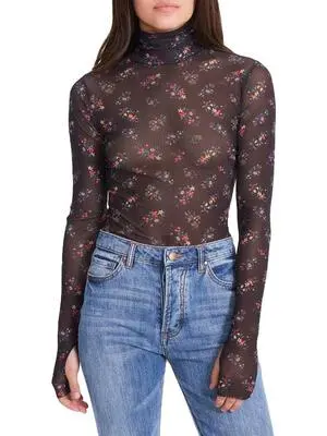 AFRM AFRM Zadie Semi Sheer Turtleneck Noir Ditsy