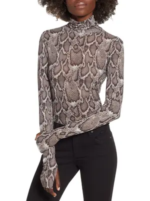 AFRM AFRM Zadie Semi Sheer Turtleneck Snakeskin