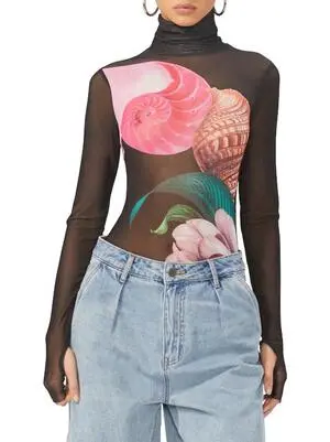 AFRM AFRM Zadie Semi Sheer Turtleneck Surreal Shells
