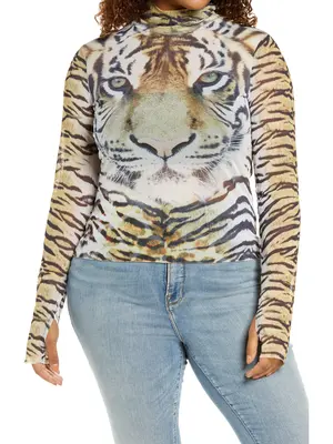 AFRM AFRM Zadie Semi Sheer Turtleneck Wild Tiger