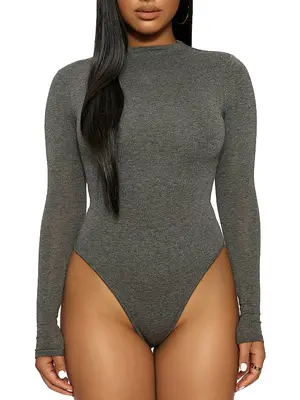 Naked Wardrobe Nw Mockneck Bodysuit Charcoal