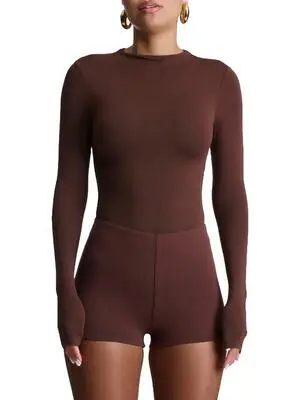 Naked Wardrobe Nw Mockneck Bodysuit - Chocolate
