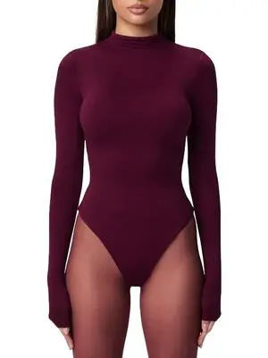 Naked Wardrobe Nw Mockneck Bodysuit - Dark Plum