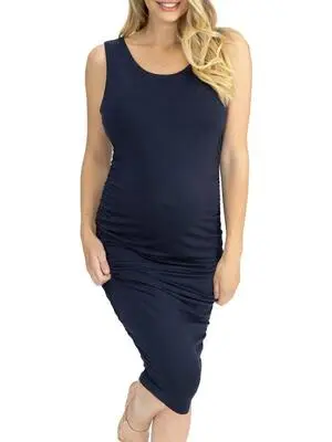 ANGEL MATERNITY Body-con Sleeveless Dress - Navy
