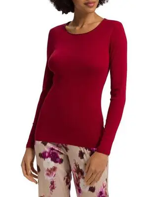 Hanro Seamless Long-sleeve Top - Red Dahlia